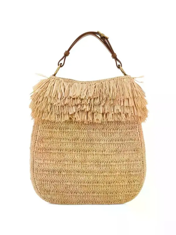 Saint Laurent Roady Raffia Fringed Tote Bag - Neutrals
