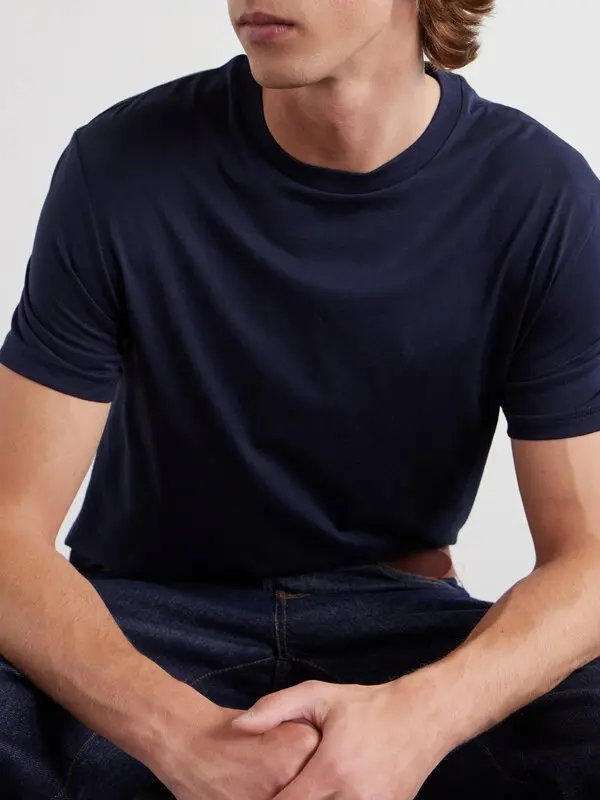 FRAME Supima Cotton-jersey T-shirt - Blue