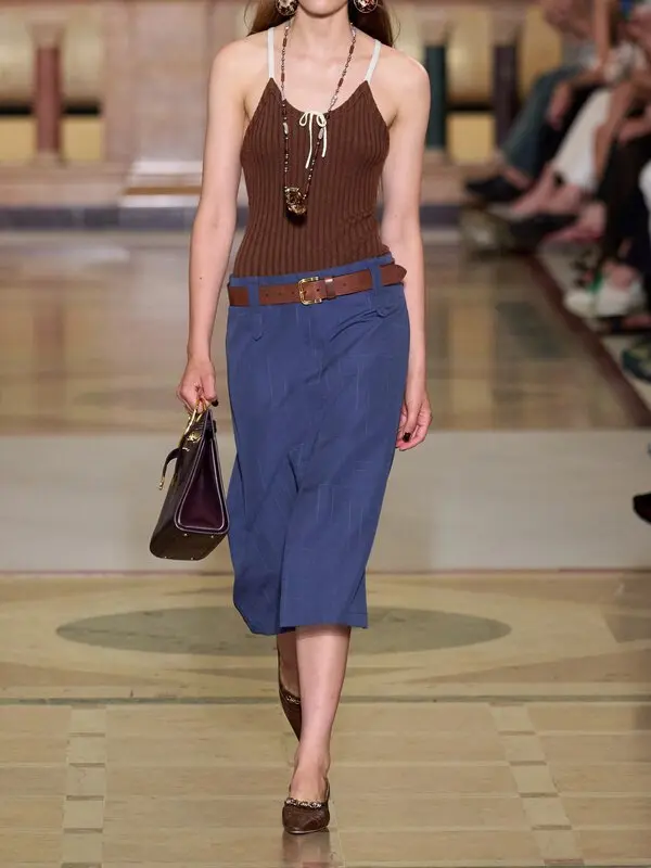 Tory Burch Color-block Ribbed-knit Wool And Cotton-blend Bodysuit - Brown