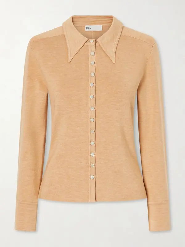 Tory Burch Silk-blend Polo Shirt - Neutrals