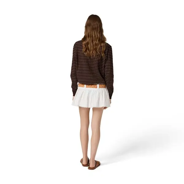 Miu Miu Slubbed Poplin And Eyelet Lace Mini Skirt