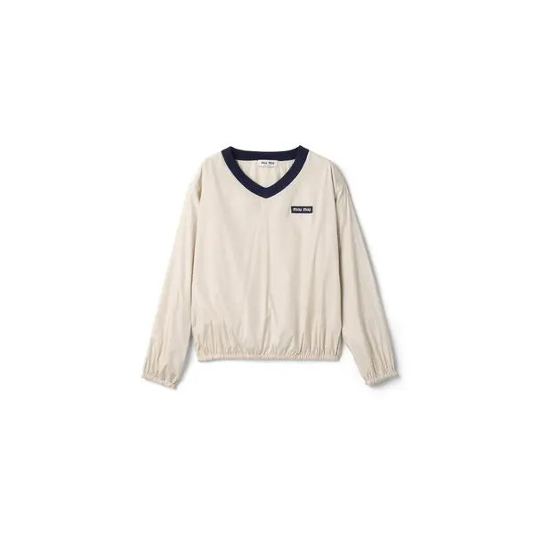 Miu Miu Technical Pongé Sweatshirt With Jacquard Logo