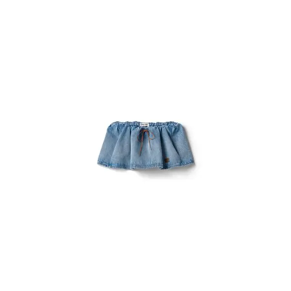 Miu Miu Washed Denim Miniskirt With Drawstring Waist