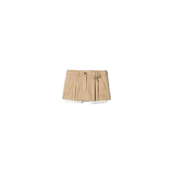 Miu Miu Embroidered Logo Chino Miniskirt