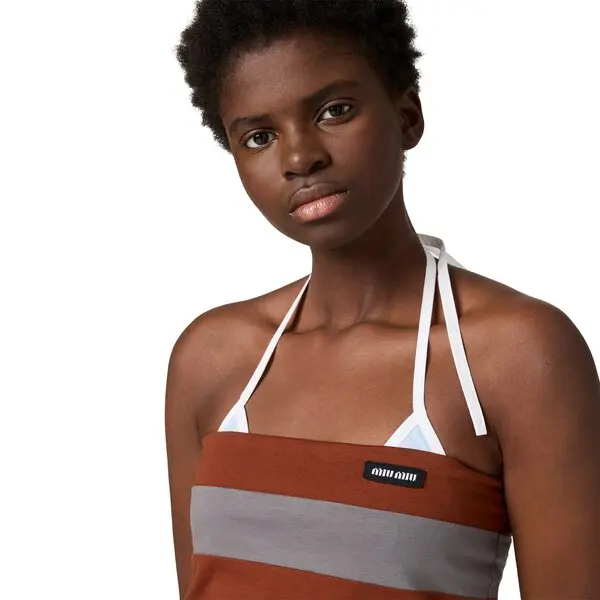 Miu Miu Striped Jersey Halter Top