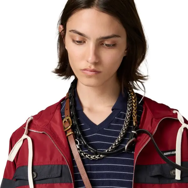 Miu Miu Technical Fabric Blouson Jacket With Hood