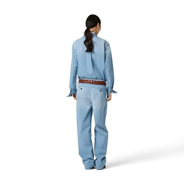 Miu Miu Oversized Washed Twill Shirt With Embroidered Logo