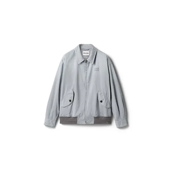Miu Miu Oversized Twill Blouson Jacket With Embroidered Logo
