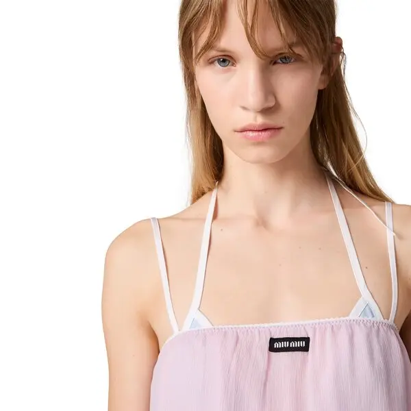 Miu Miu Chiffon Dress With Logo