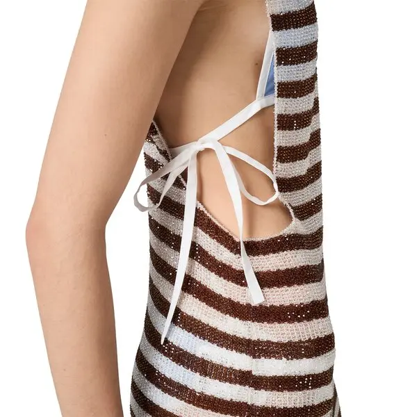 Miu Miu Embroidered Beaded Mini-dress With Plunging V-neck
