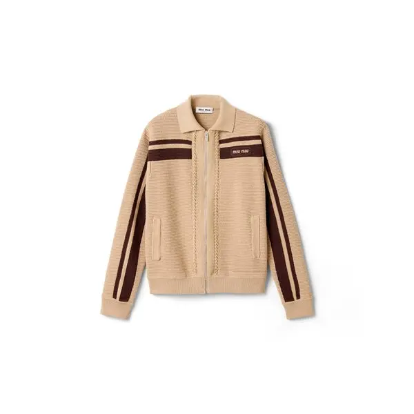 Miu Miu Cotton Crochet Zip-up Cardigan
