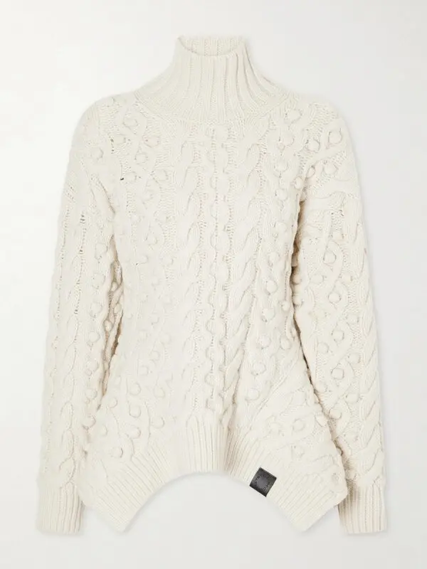 Stella McCartney Bobble Cable-knit Wool Turtleneck Sweater - Neutrals