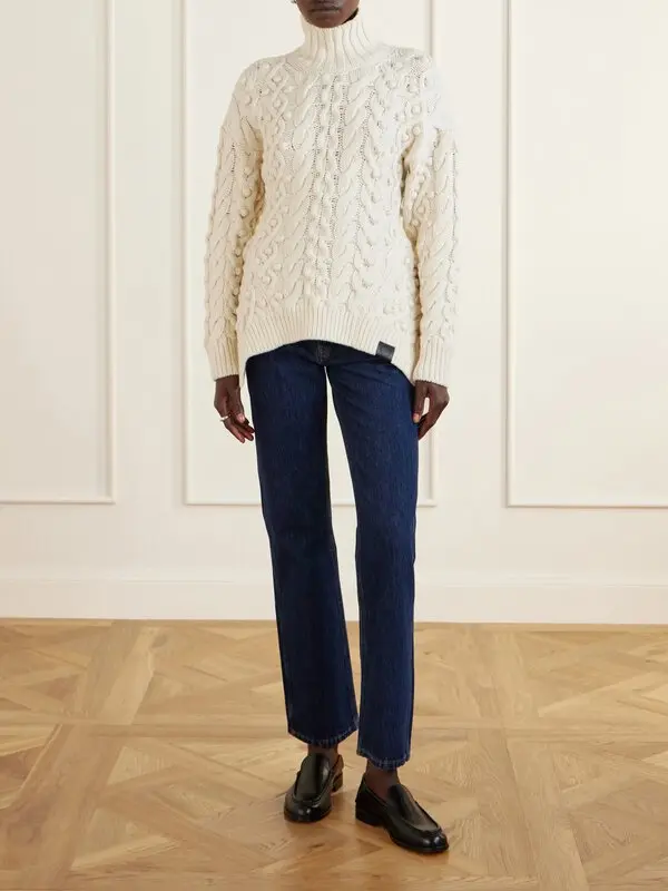 Stella McCartney Bobble Cable-knit Wool Turtleneck Sweater - Neutrals
