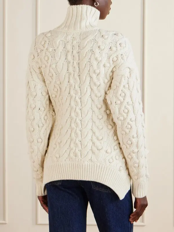 Stella McCartney Bobble Cable-knit Wool Turtleneck Sweater - Neutrals