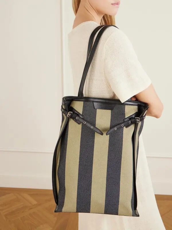 Proenza Schouler North South Days Striped Canvas Tote - Green