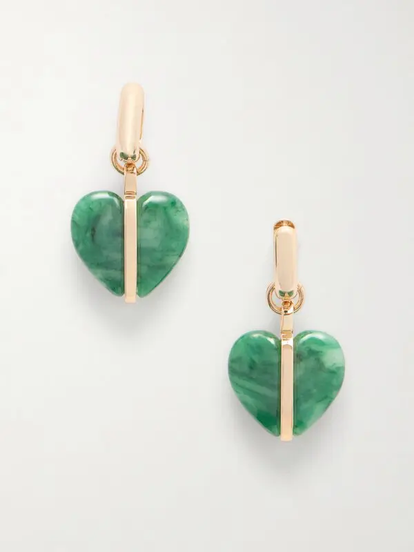 ROXANNE ASSOULIN Gold-tone And Agate Heart Drop Earrings - Green