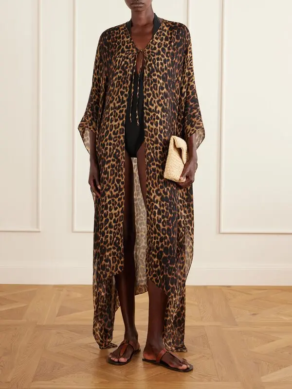 Saint Laurent Leopard-print Wool Kaftan