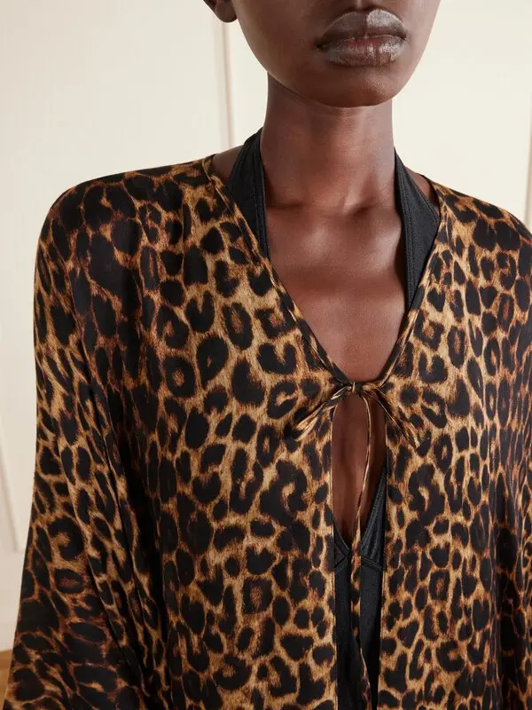 Saint Laurent Leopard-print Wool Kaftan