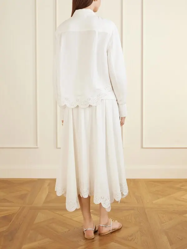 Simkhai Ames Cropped Broderie Anglaise Linen-blend Shirt