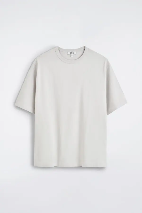 Cos Relaxed Garment-washed Cotton T-shirt - Light Blue