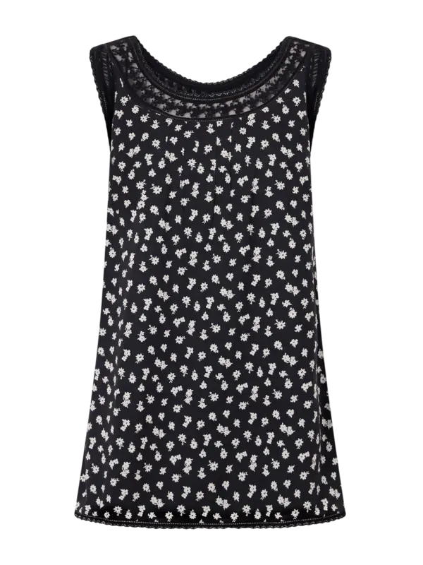 Posse Danielle Floral-print Lace-trimmed Cotton Mini Dress - Black