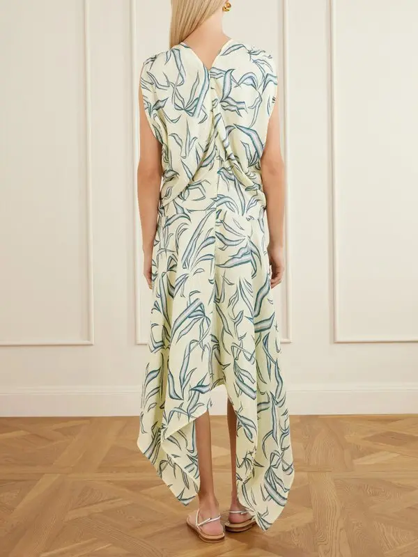 Proenza Schouler Sybella Floral Print Linen And Silk-blend Maxi Dress - Yellow
