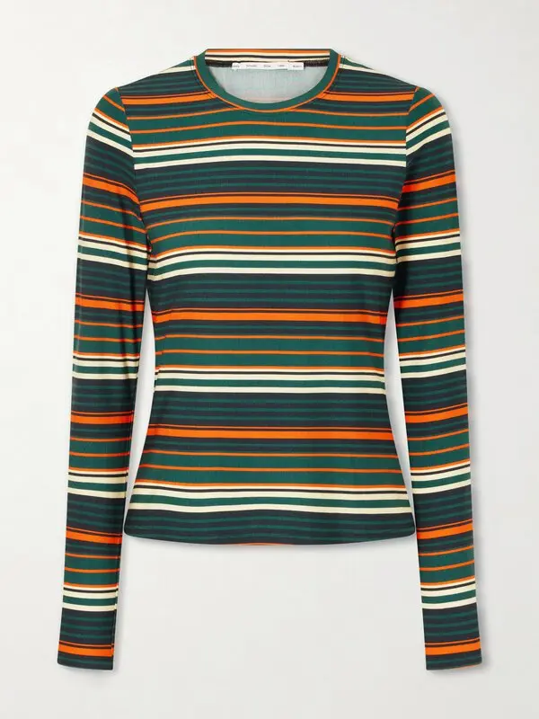Proenza Schouler White Label Mae" Striped Long Sleeve T-shirt - Green