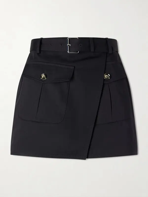 Proenza Schouler Bruni Belted Cotton-drill Shorts - Black