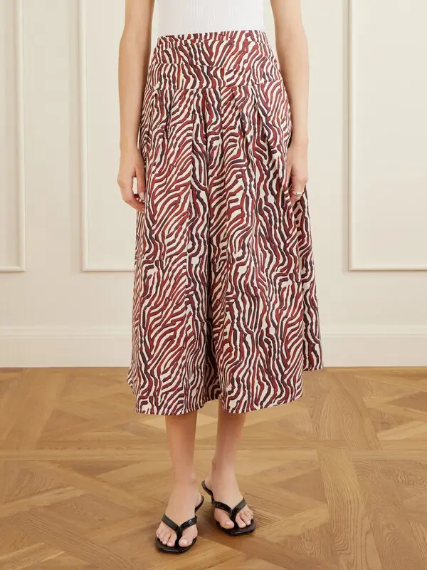 Proenza Schouler White Label Nessa Printed Cotton-blend Maxi Skirt - Red