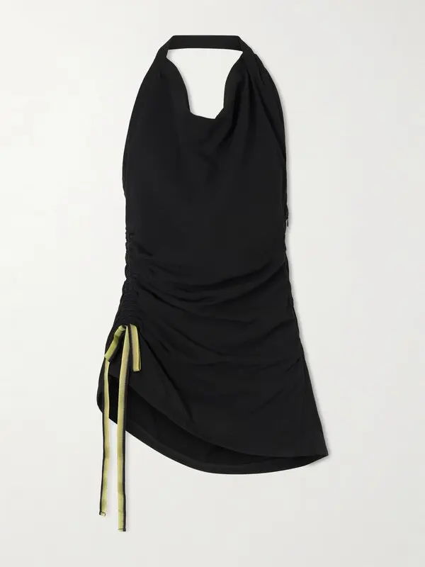 Proenza Schouler Melia Ruched Crepe Halterneck Top