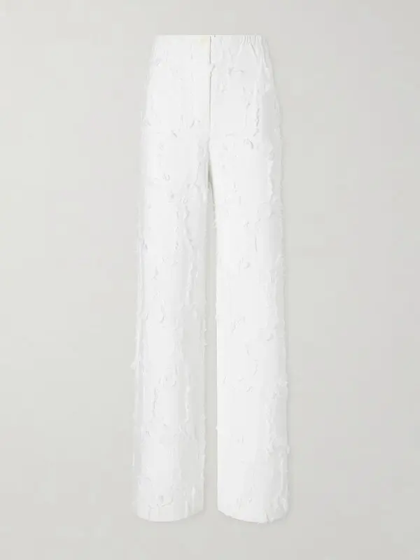 Proenza Schouler White Label Shilo Jacquard-knit Cotton-blend Straight-leg Pants - Neutrals