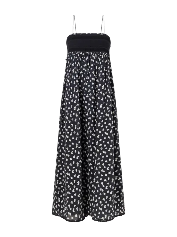 Posse Danielle Floral-print Cotton Maxi Dress - Black