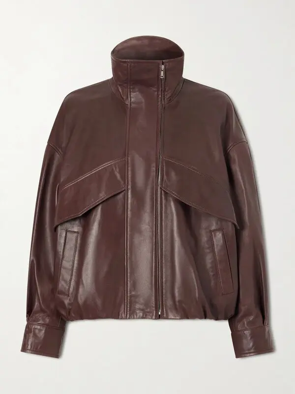 Nour Hammour Roland Leather Zip-up Jacket - Brown