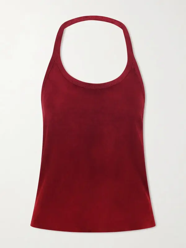 Stouls Halterneck Tank In Suede - Red