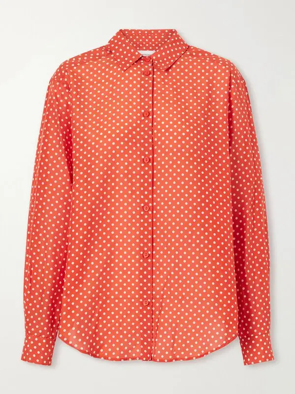 Matteau Polka Dot Organic Cotton Blend Shirt - Red