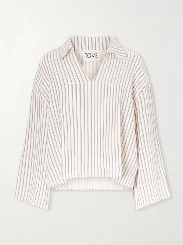 Tove Striped Seersucker Shirt - White