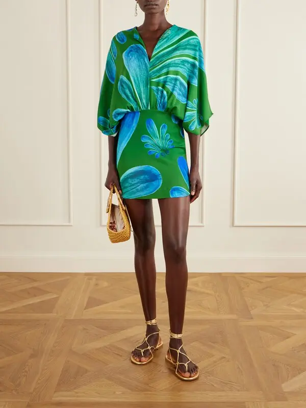 Themis Z Alcmene Printed Satin Mini Dress