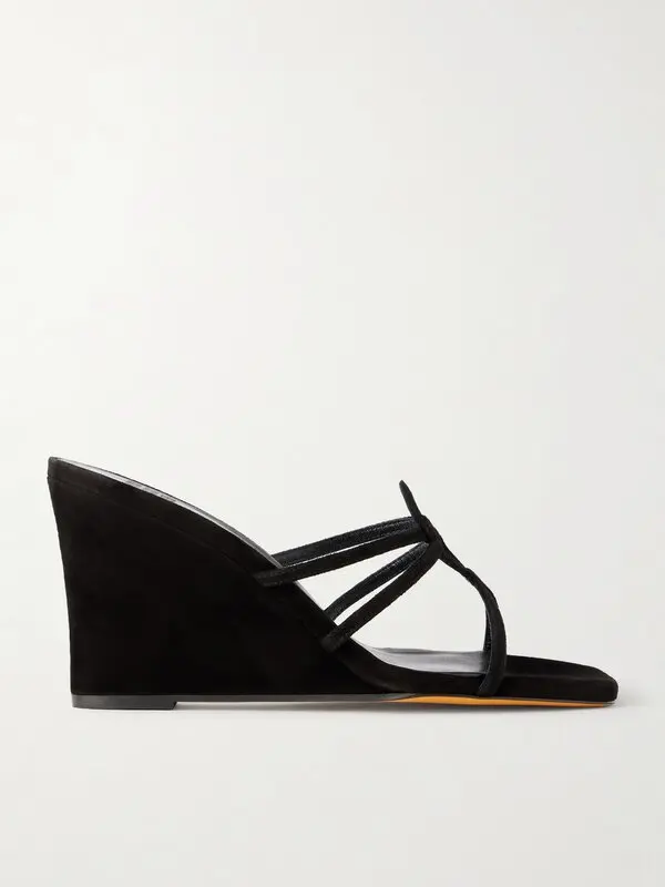MARYAM NASSIR ZADEH Opera Suede Wedge Sandals - Black
