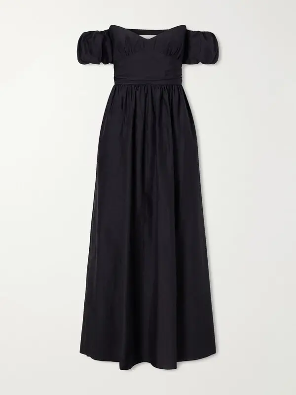 Matteau Organic Cotton-blend Off Shoulder Midi Dress - Black