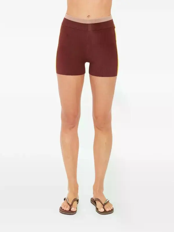 The Upside Montage Side-stripe Ribbed Knit Shorts