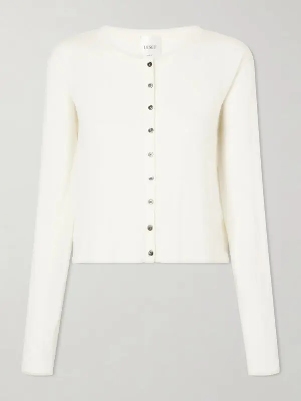 LESET James Merino Wool Cardigan - White