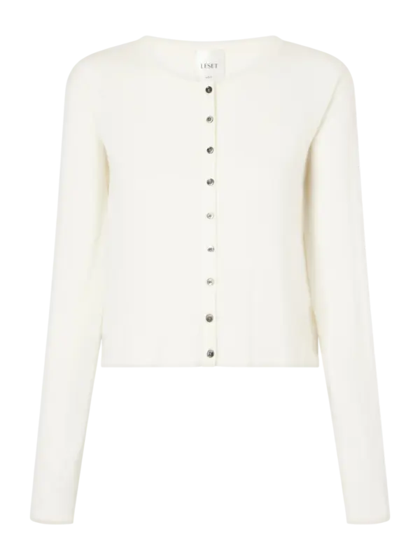 LESET James Merino Wool Cardigan - White