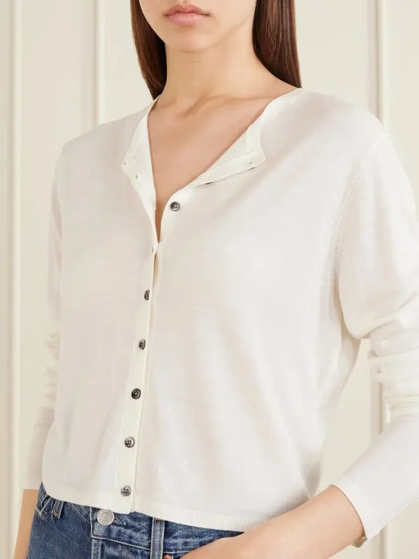 LESET James Merino Wool Cardigan - White