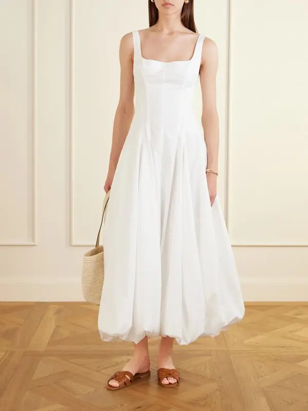 Simkhai Hally Bubble Cotton-blend Midi Dress - White