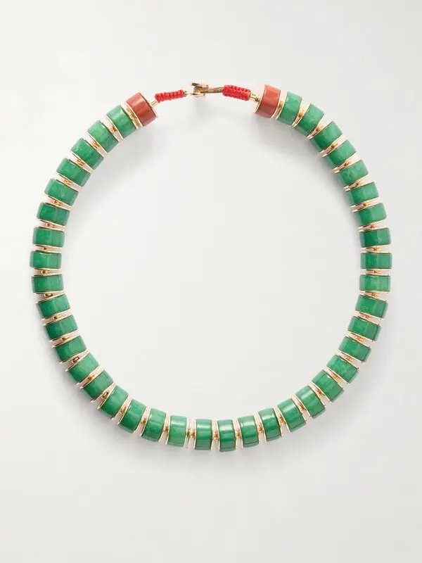 ROXANNE ASSOULIN Gold-tone Jade And Carnelian Beaded Necklace - Green