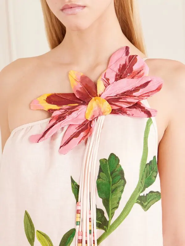 farm rio pink garden terrace maxi dress Floral linen-blend maxi dress in multicoloured - Farm Rio