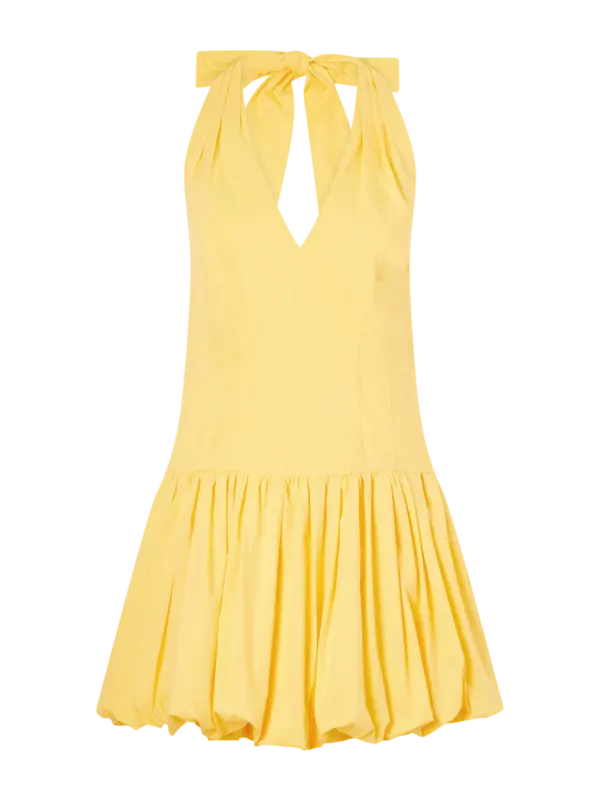 Simkhai Brooke Cotton-blend Halterneck Mini Dress - Yellow
