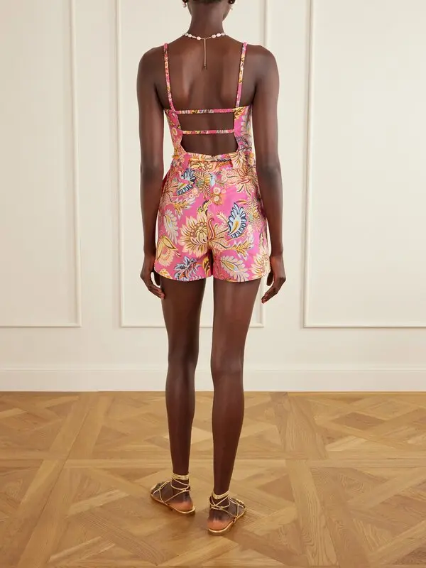 Farm Rio Ligia Floral-print Cotton Jumpsuit