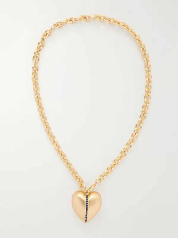 ROXANNE ASSOULIN Tone Sapphire Puffy Heart Necklace - Gold