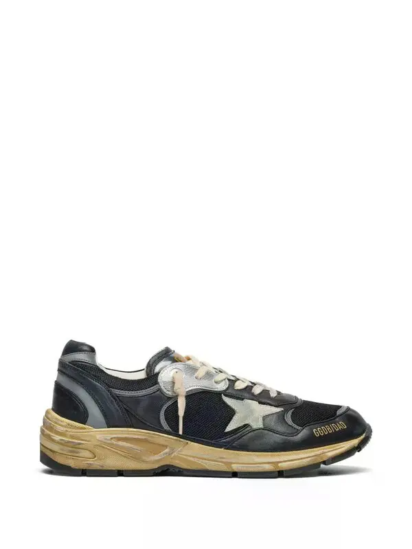 GOLDEN GOOSE Dad-star Sneakers In Silver Mesh And Nappa With Ice-gray Star - Black